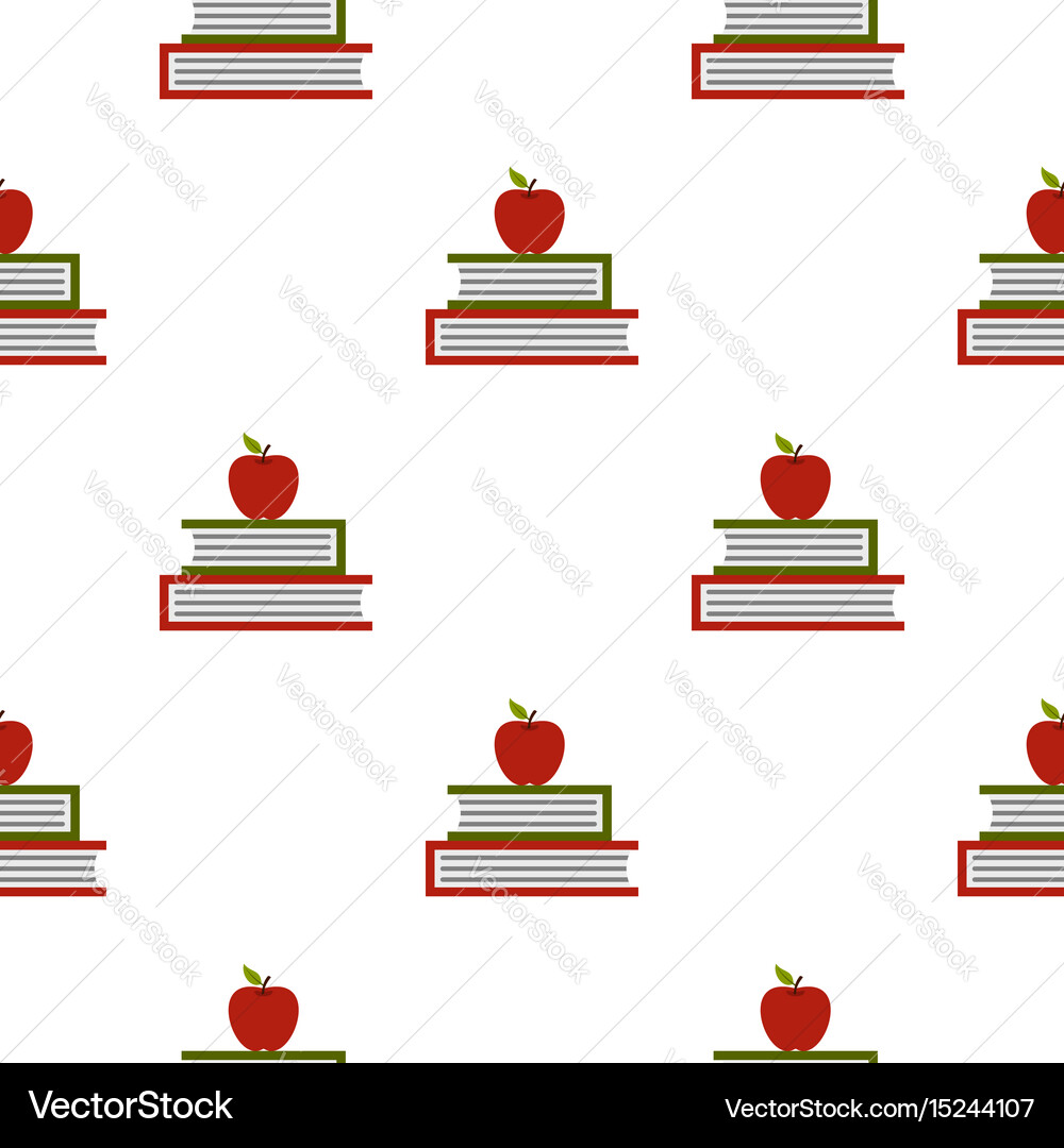 Two books with red apple pattern seamless Vector Image