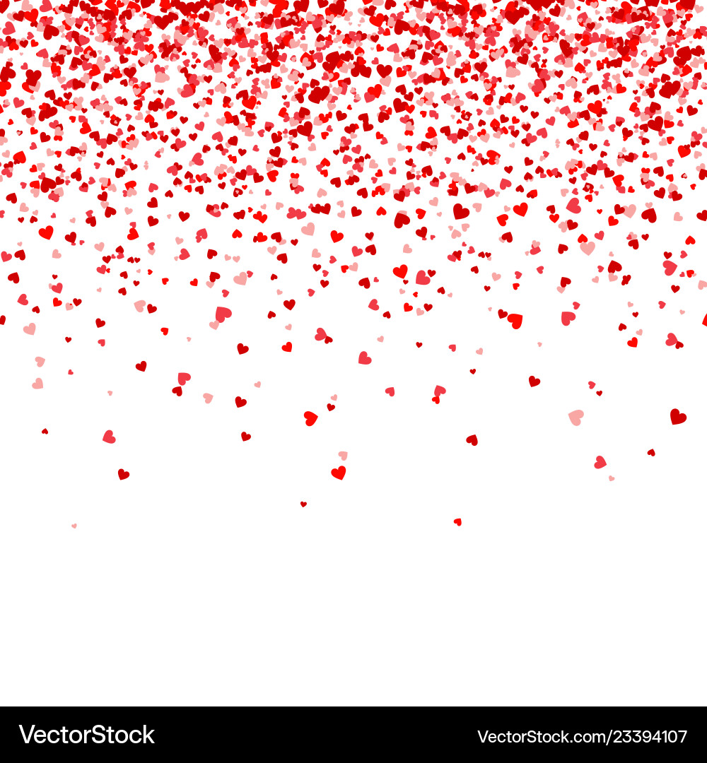 Valentines day falling red hearts on white Vector Image