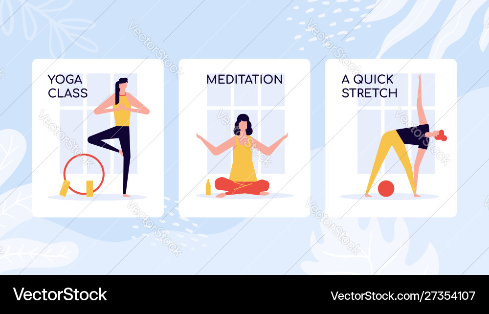 Yoga class training colorful banner Royalty Free Vector