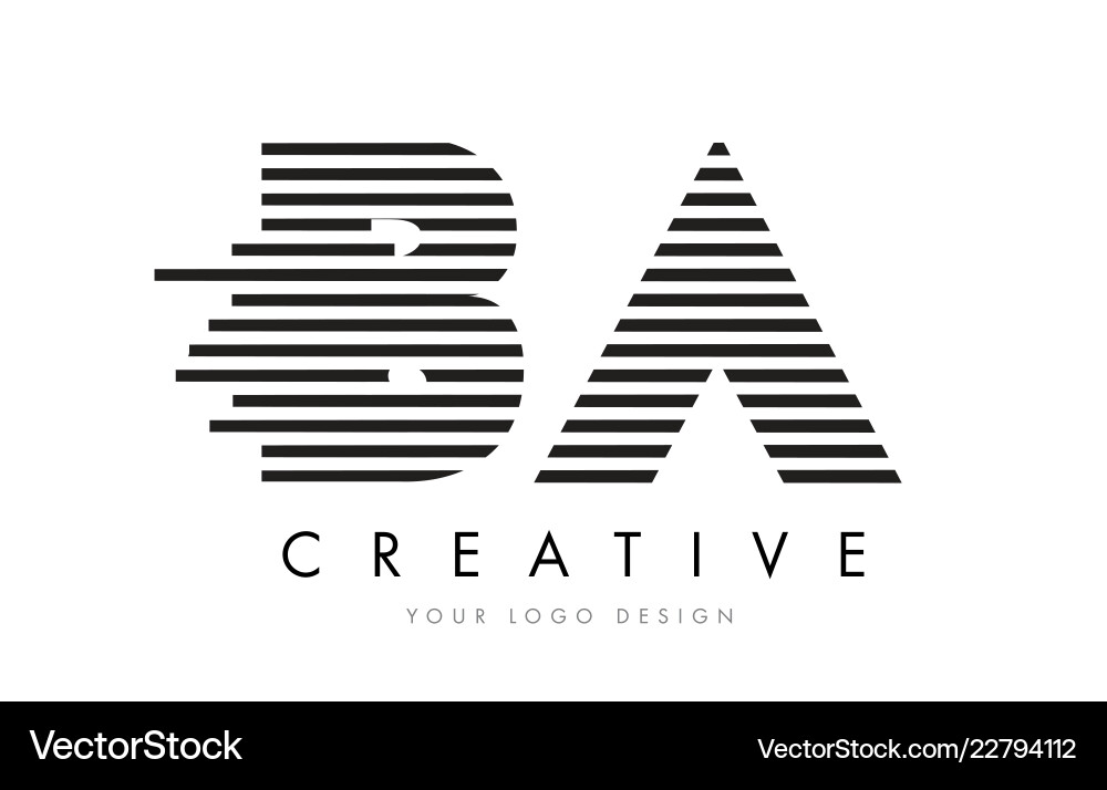 Ba b a zebra letter logo design with black Vector Image