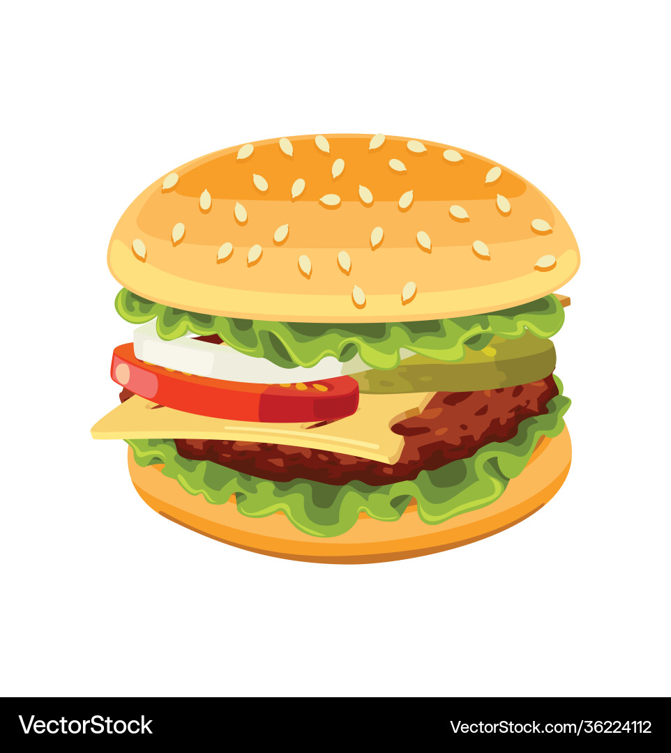 Big burger white delicious fast food Royalty Free Vector