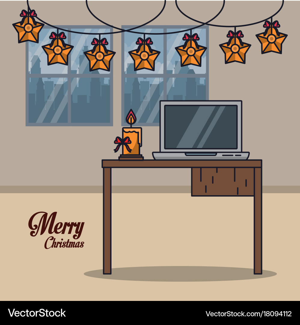 Christmas in office Royalty Free Vector Image - VectorStock