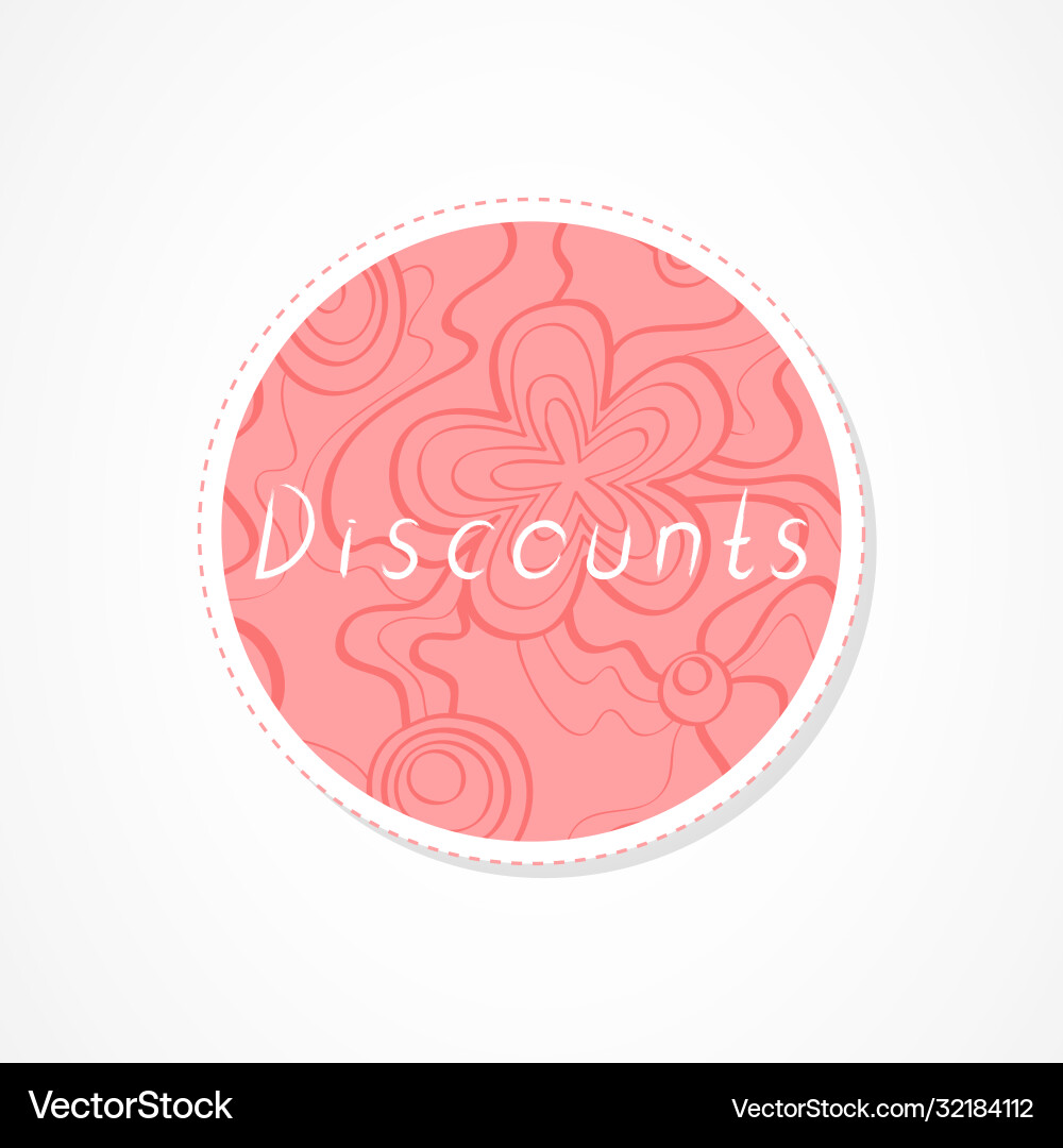 Discounts inscription on decorative round Vector Image