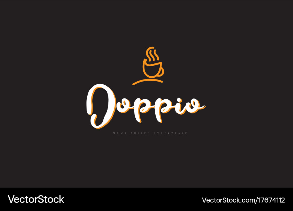 Doppio word text logo with coffee cup symbol idea Vector Image