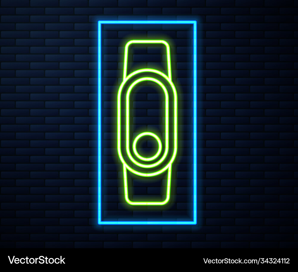 Glowing neon line smartwatch icon isolated Vector Image