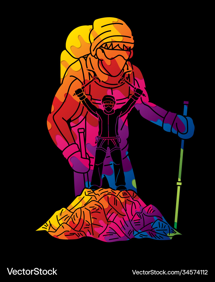 Group people hiker climbing mountain hiking Vector Image