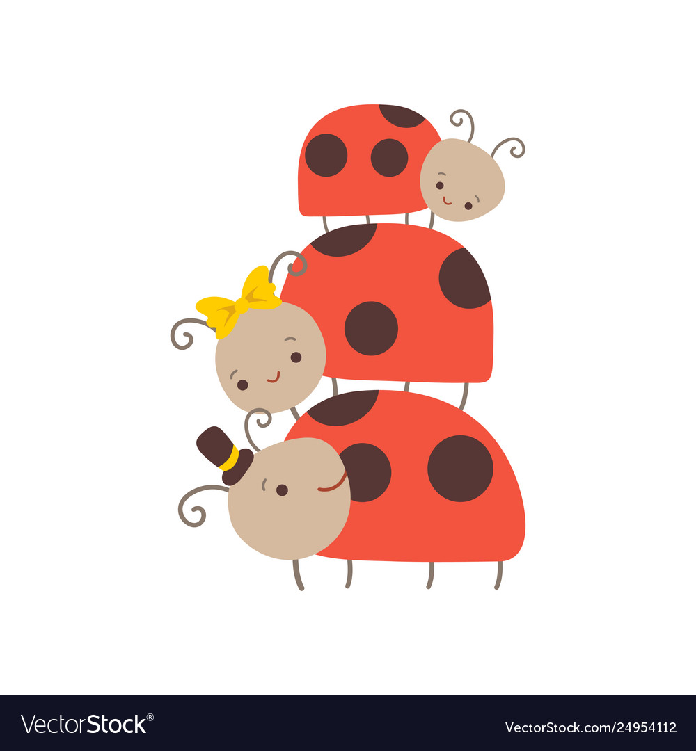 Happy ladybug family father mother ladybugs Vector Image