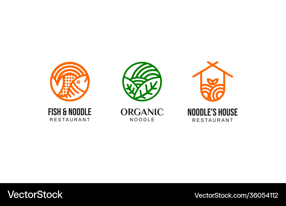 Modern line noodle ramen restaurant logo template Vector Image