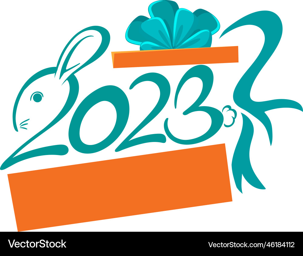 New year 2023 rabbit sign icon Royalty Free Vector Image