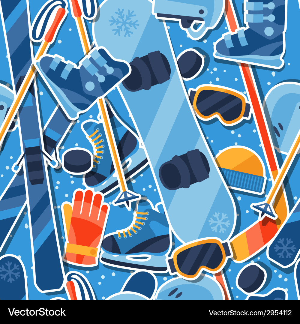 Winter sports seamless pattern with equipment Vector Image
