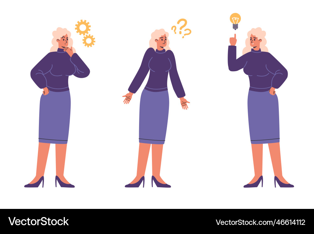 Woman think girl in thought process different Vector Image