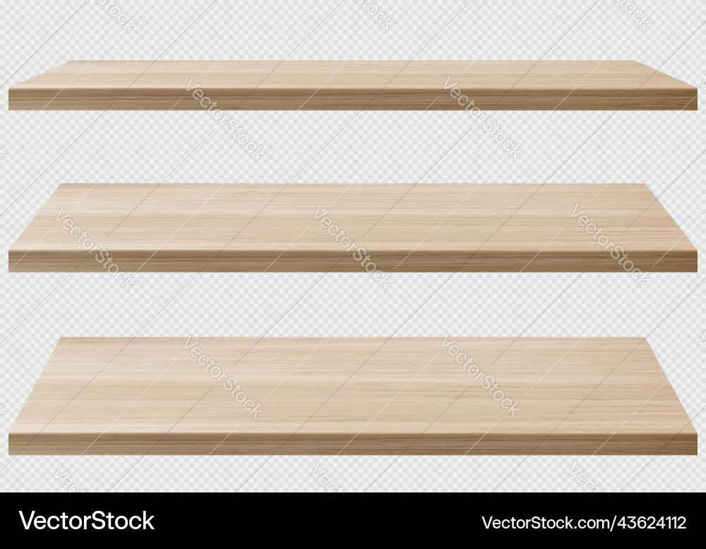 Wood sheets realistic png set perspective view Vector Image