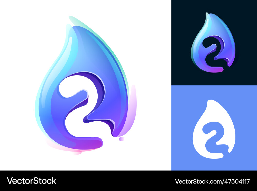 2 logo pure water drop number two logo Royalty Free Vector