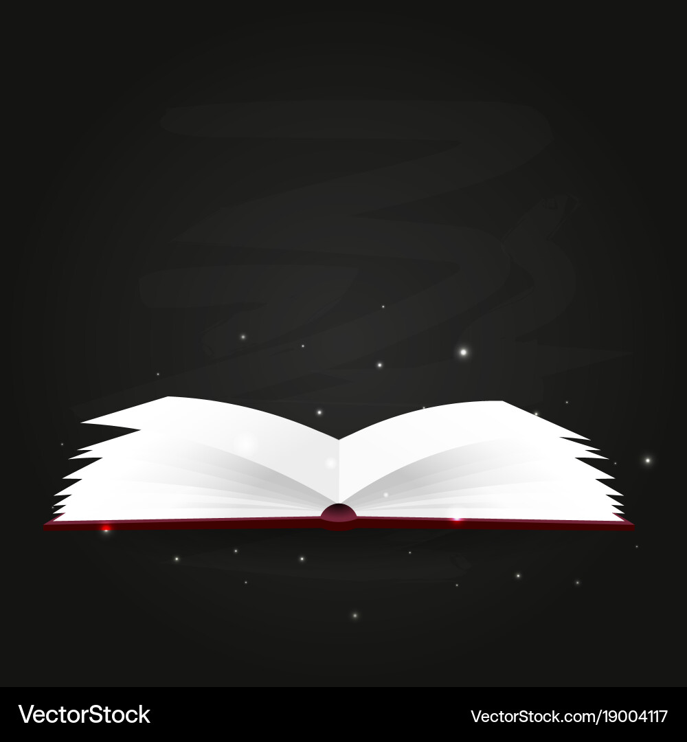 Book poster open with mystic bright light Vector Image