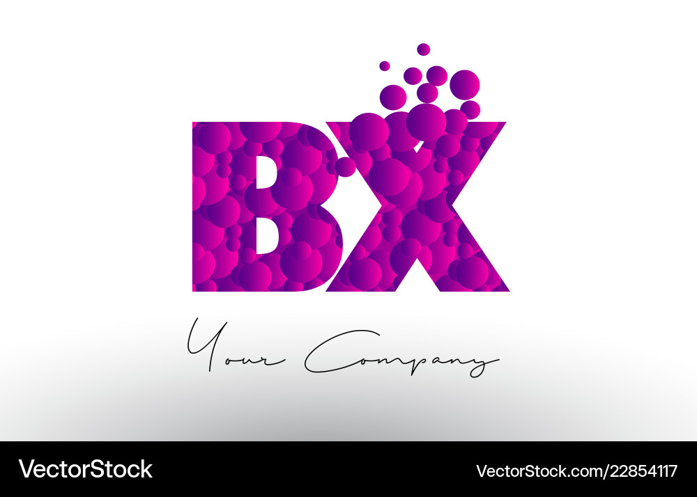 Bx b x dots letter logo with purple bubbles Vector Image
