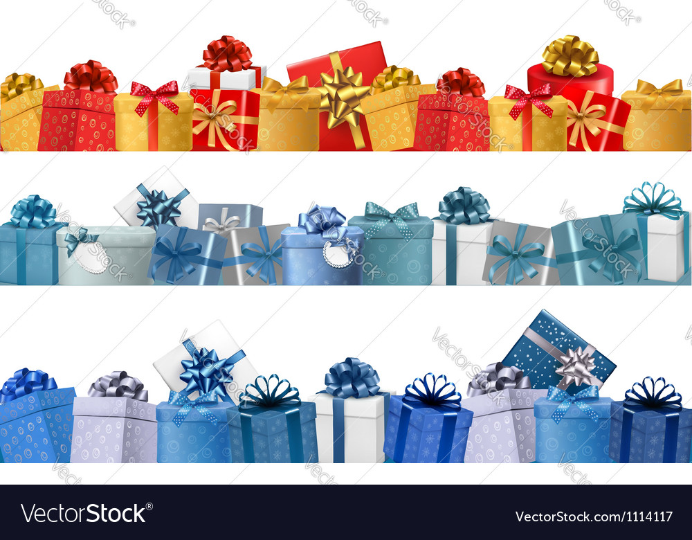 Collection of holiday banners with colorful gift Vector Image