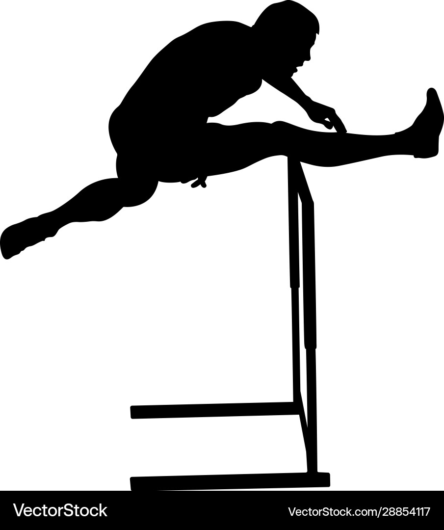 Crossing hurdles male runner Royalty Free Vector Image