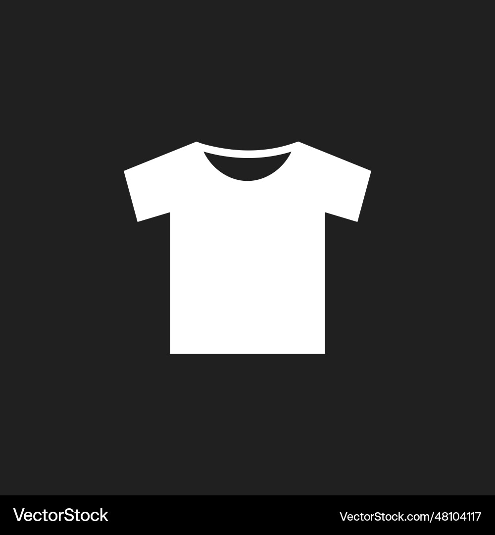 Flat white shirt icon in on black background Vector Image
