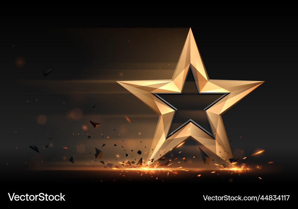 Golden star with motion effect and sparks Vector Image