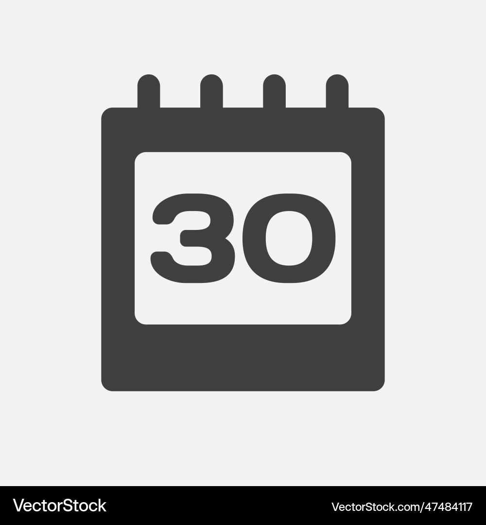 Icon page calendar day - number 30 Royalty Free Vector Image