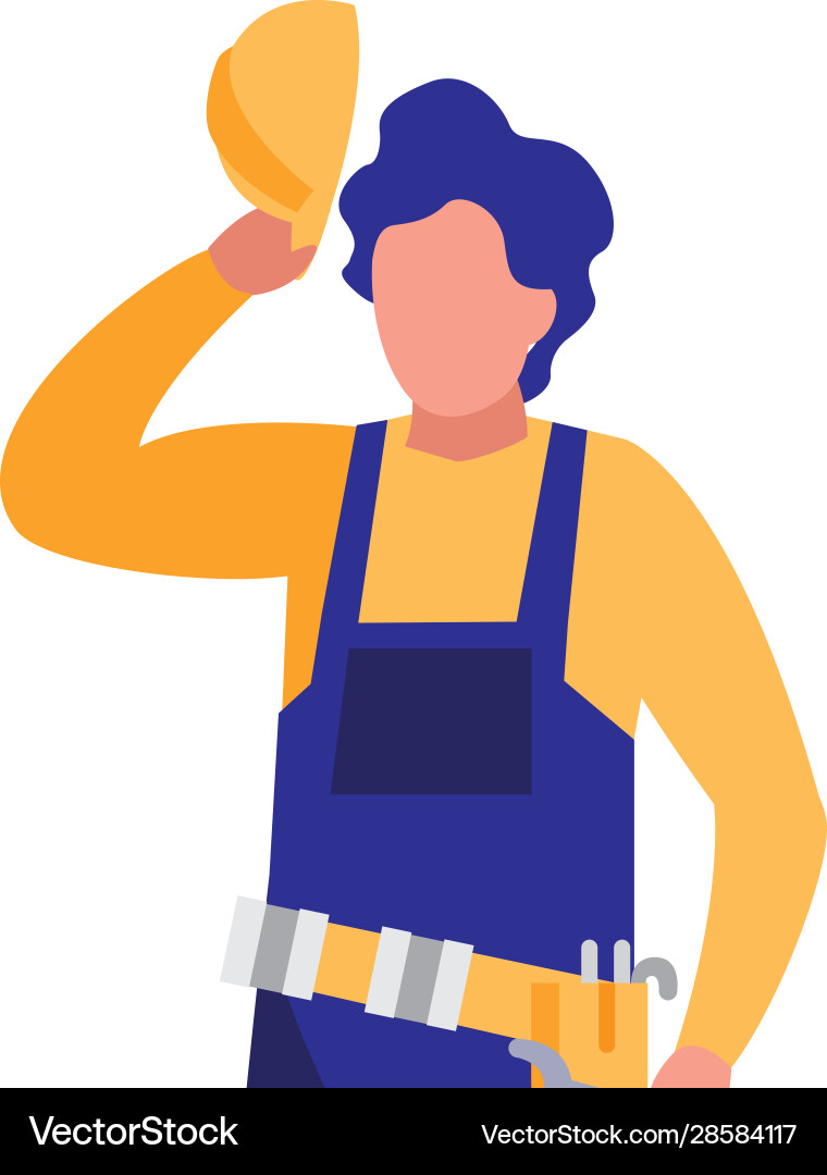 Isolated builder avatar man with yellow helmet Vector Image