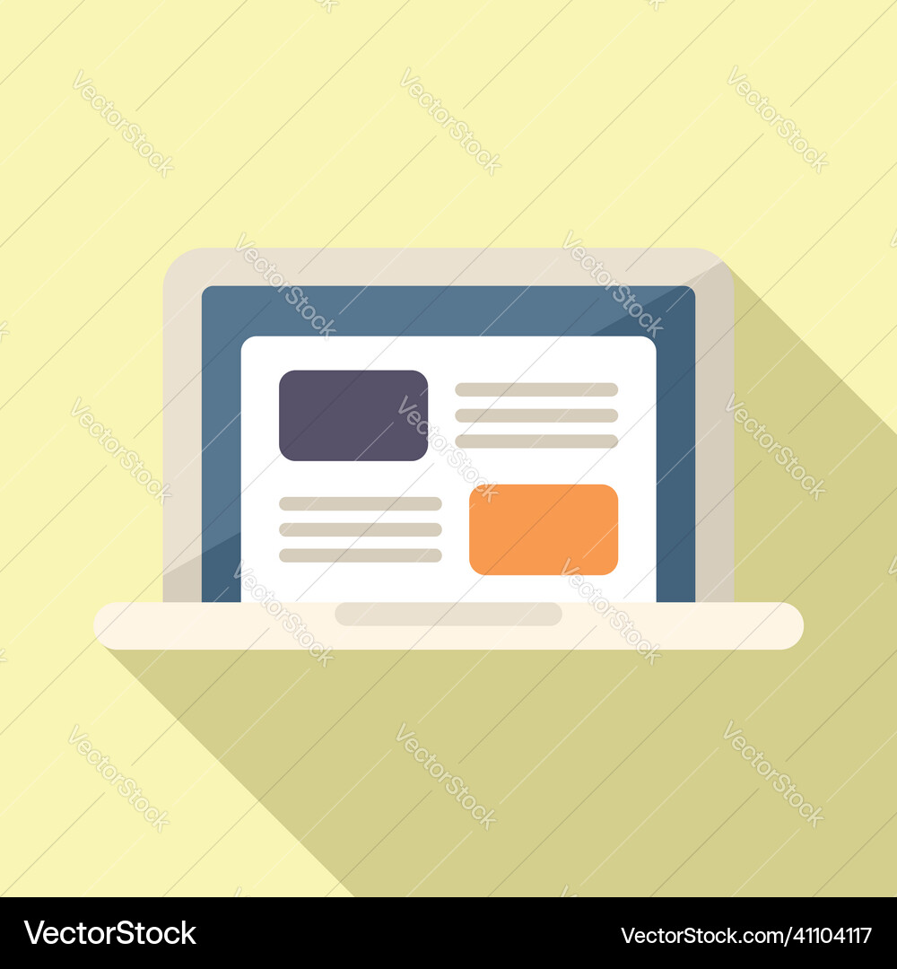 Laptop media icon flat online internet Royalty Free Vector