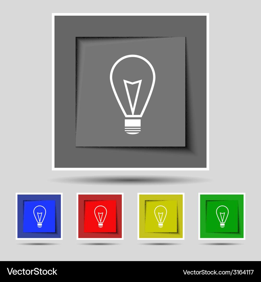 Light lamp sign icon idea symbol lightis on set Vector Image