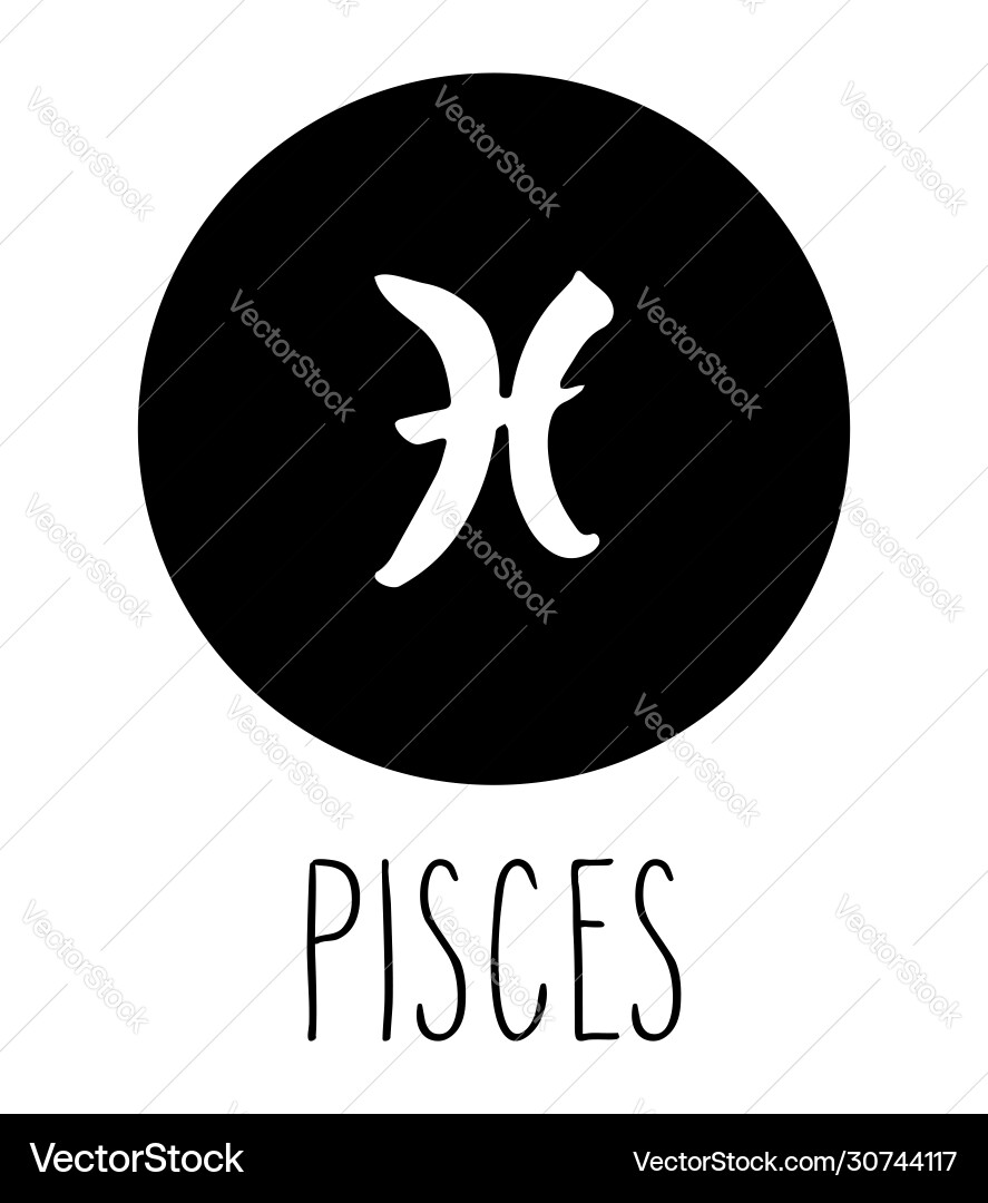 Pisces hand drawn zodiac sign Royalty Free Vector Image