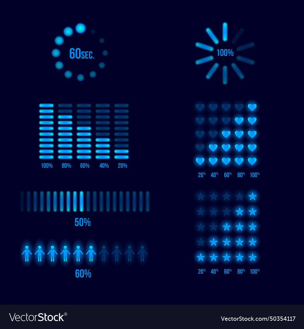 Progress loading indicators Royalty Free Vector Image
