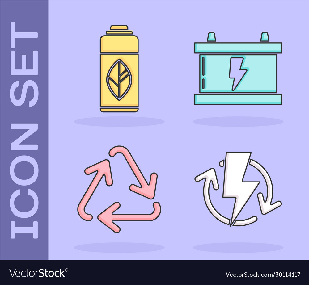 Set recharging recycling plastic bottle recycle Vector Image