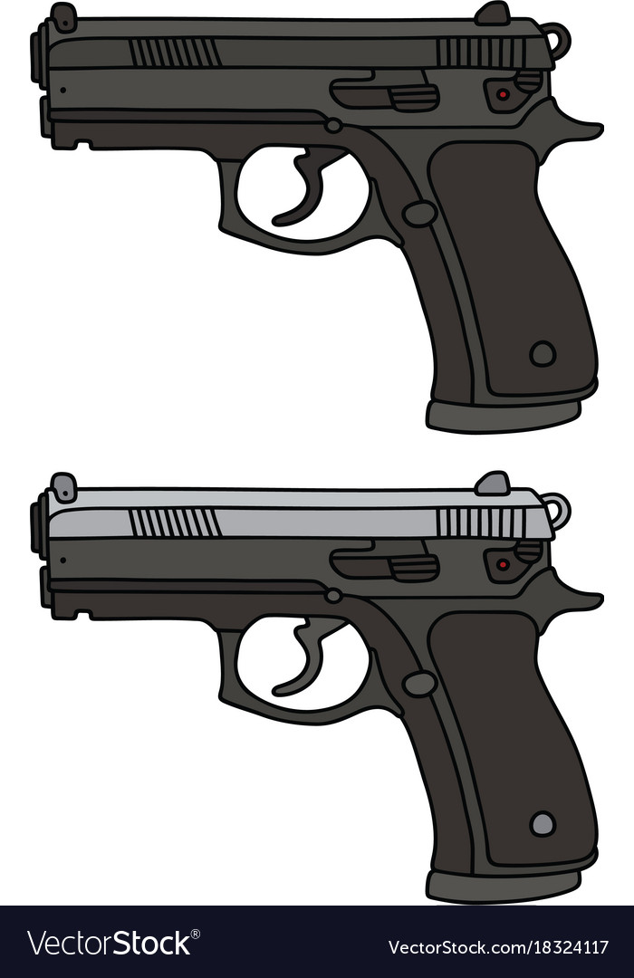 Two automatic handguns Royalty Free Vector Image