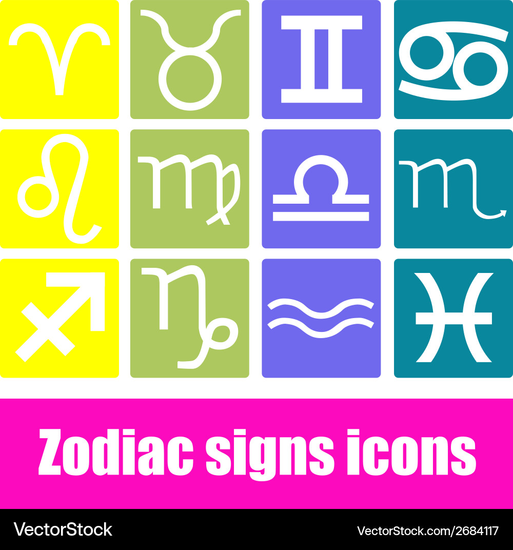 Zodiac signs icons Royalty Free Vector Image - VectorStock