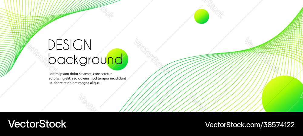 Abstract long banner with green wavy lines Vector Image
