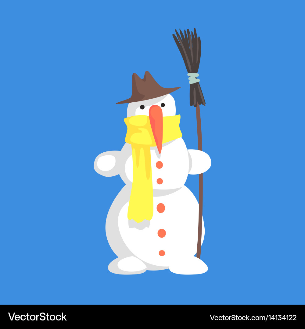 Alive classic three snowball snowman in hat Vector Image