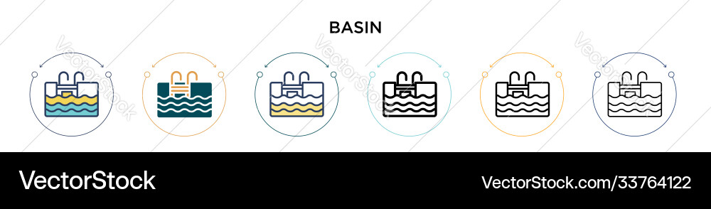 Basin icon in filled thin line outline and stroke Vector Image