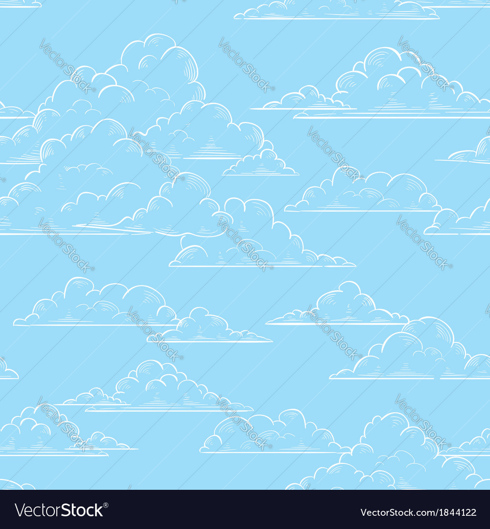 Clouds seamless pattern hand-drawn Royalty Free Vector Image