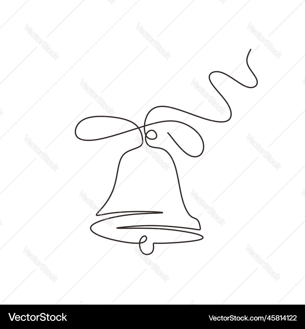 Continuous one line drawing of christmas bell Vector Image