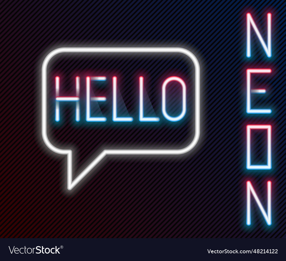 Glowing neon line hello in different languages Vector Image