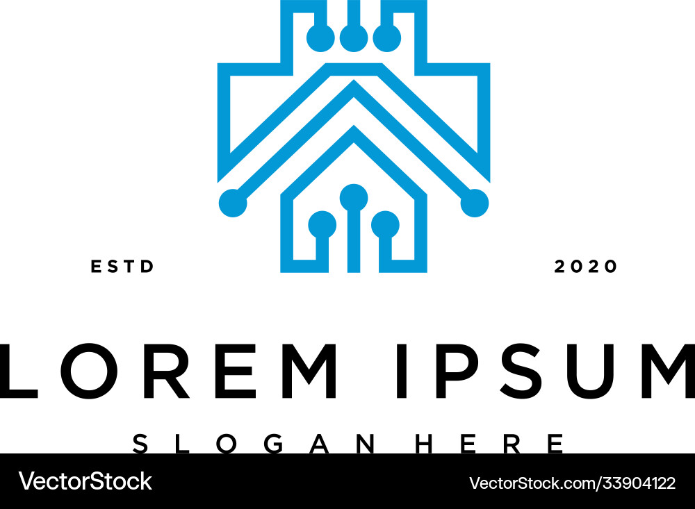 Health cross tech logo design concept Royalty Free Vector