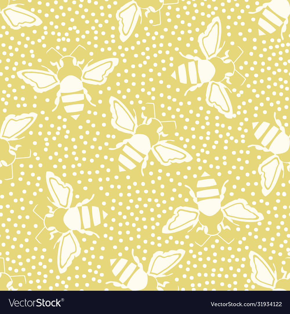 Honey bee seamless pattern background Royalty Free Vector