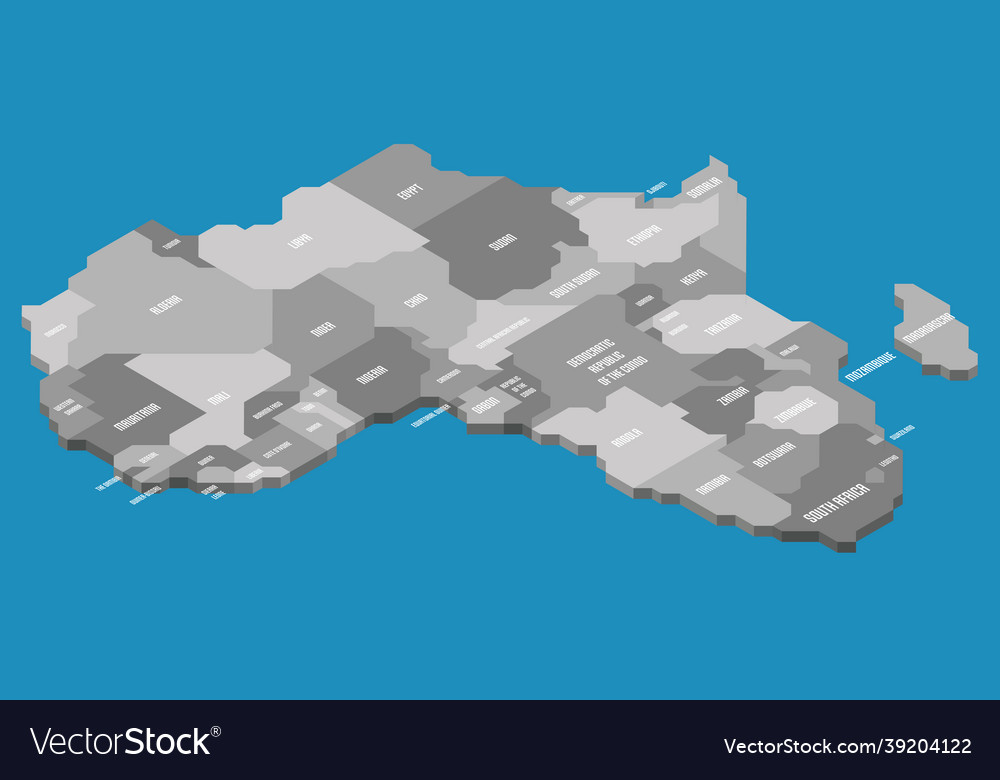 Isometric Political Map Of Africa Royalty Free Vector Image