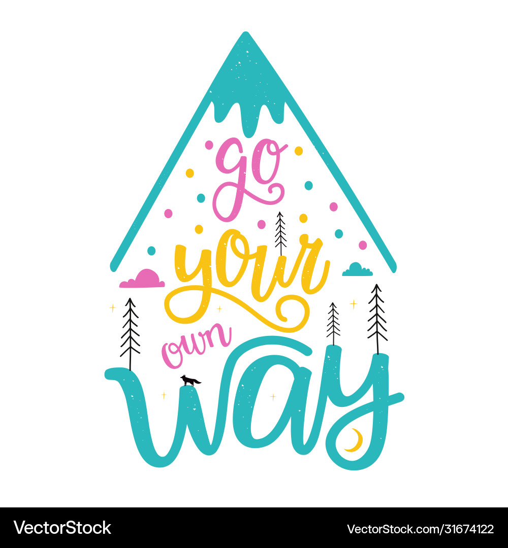 Lettering typography poster with blue yellow Vector Image
