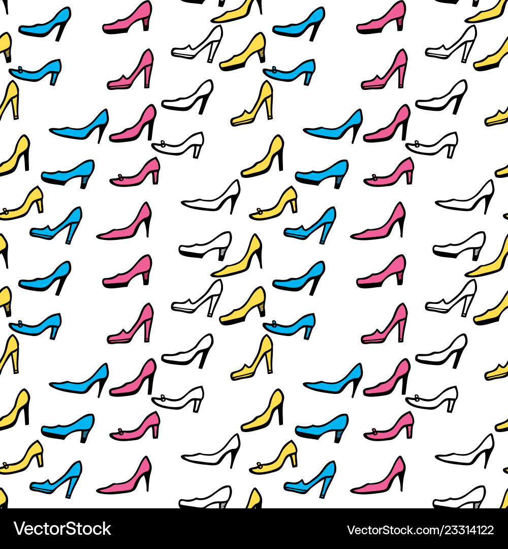 Pattern of various models female footwear Vector Image