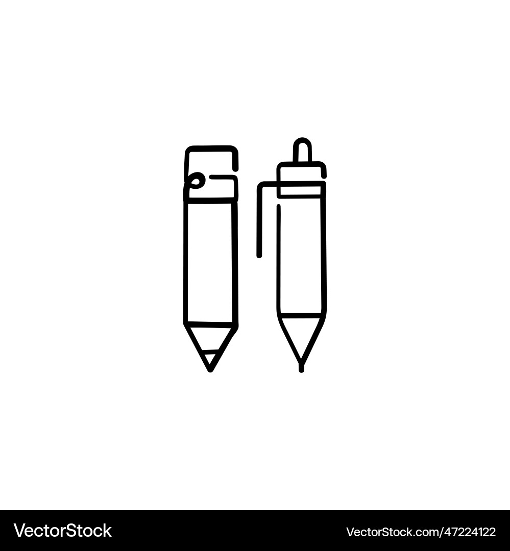 Pencil and pen line style icon design Royalty Free Vector