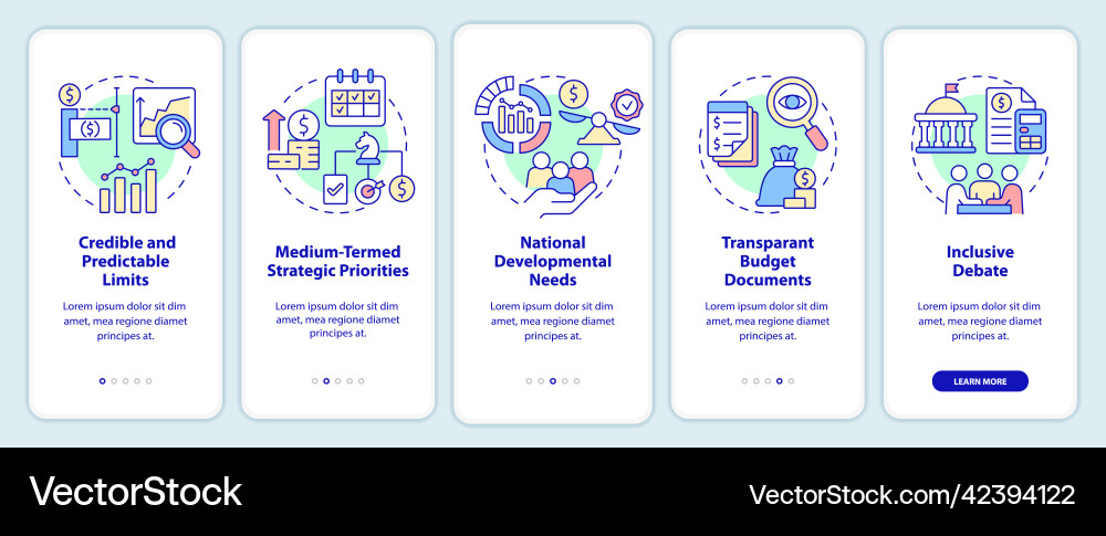 Principles of budget planning onboarding mobile Vector Image