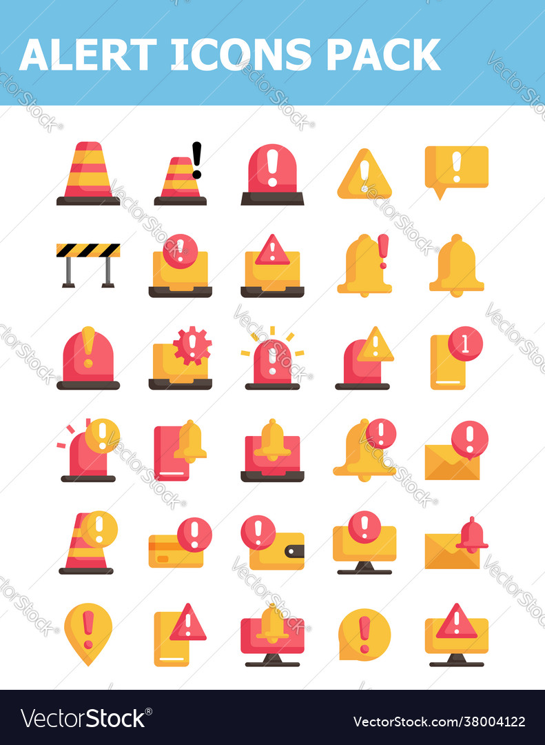 Set 30 alert warning icons pack Royalty Free Vector Image