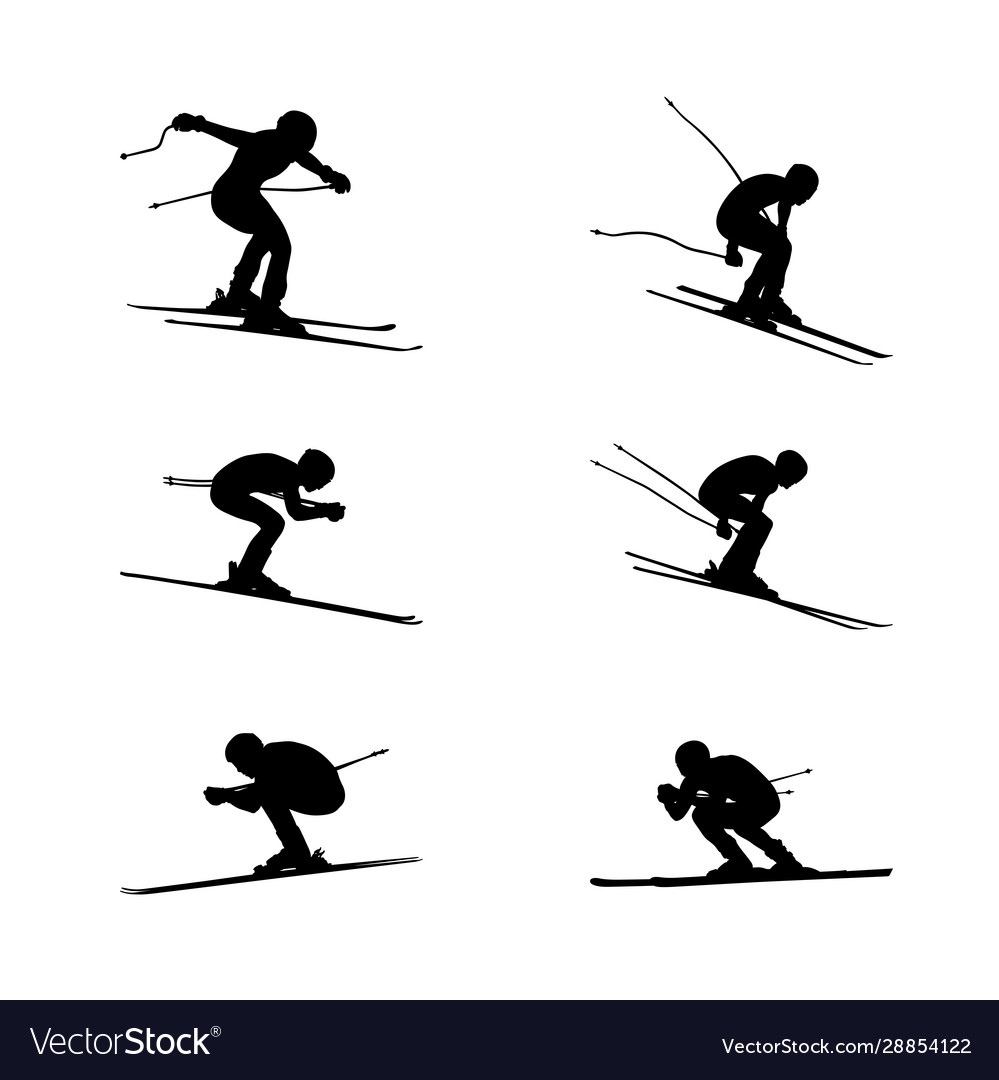 Set group alpine skiing Royalty Free Vector Image