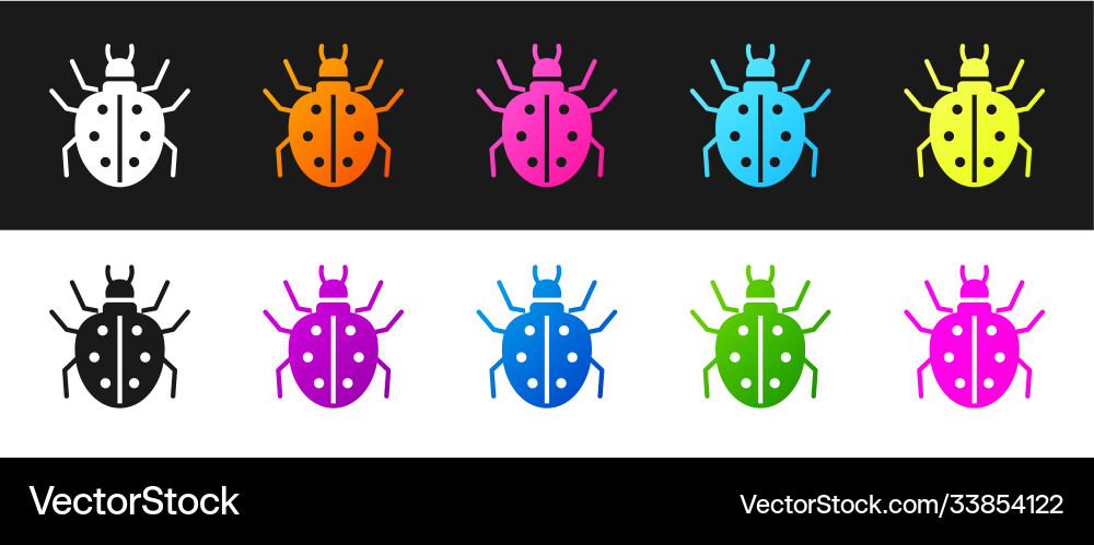 Set mite icon isolated on black and white Vector Image