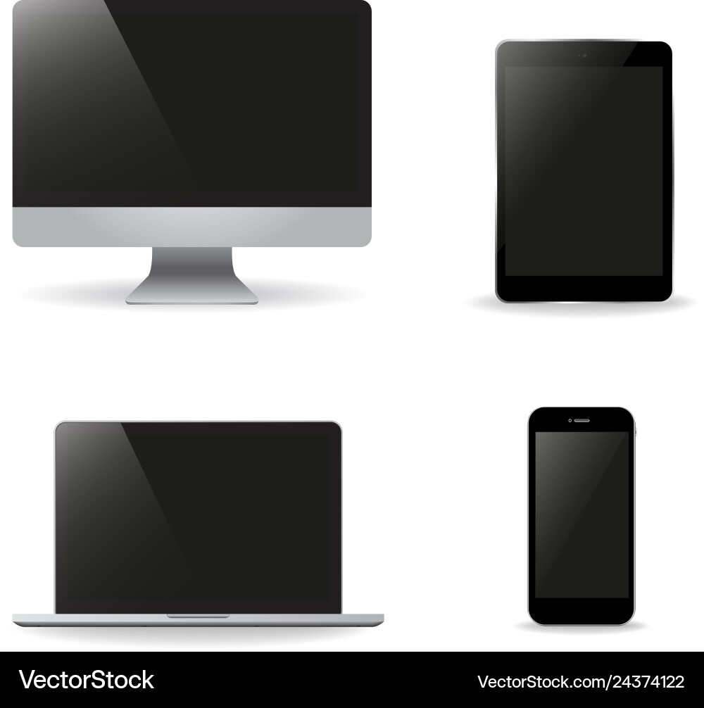 Set realistic monitors laptop tablet and phone Vector Image