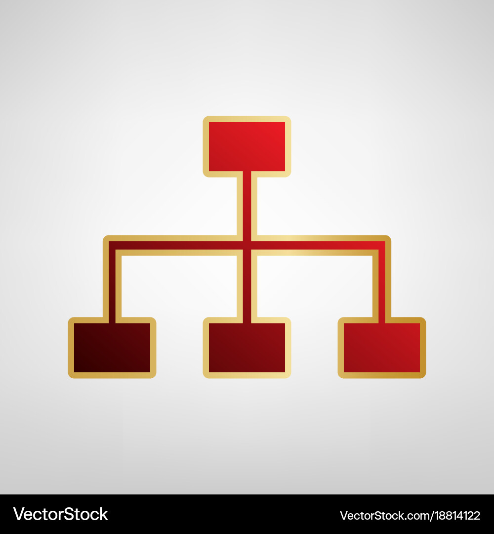 Site map sign red icon on gold sticker Royalty Free Vector